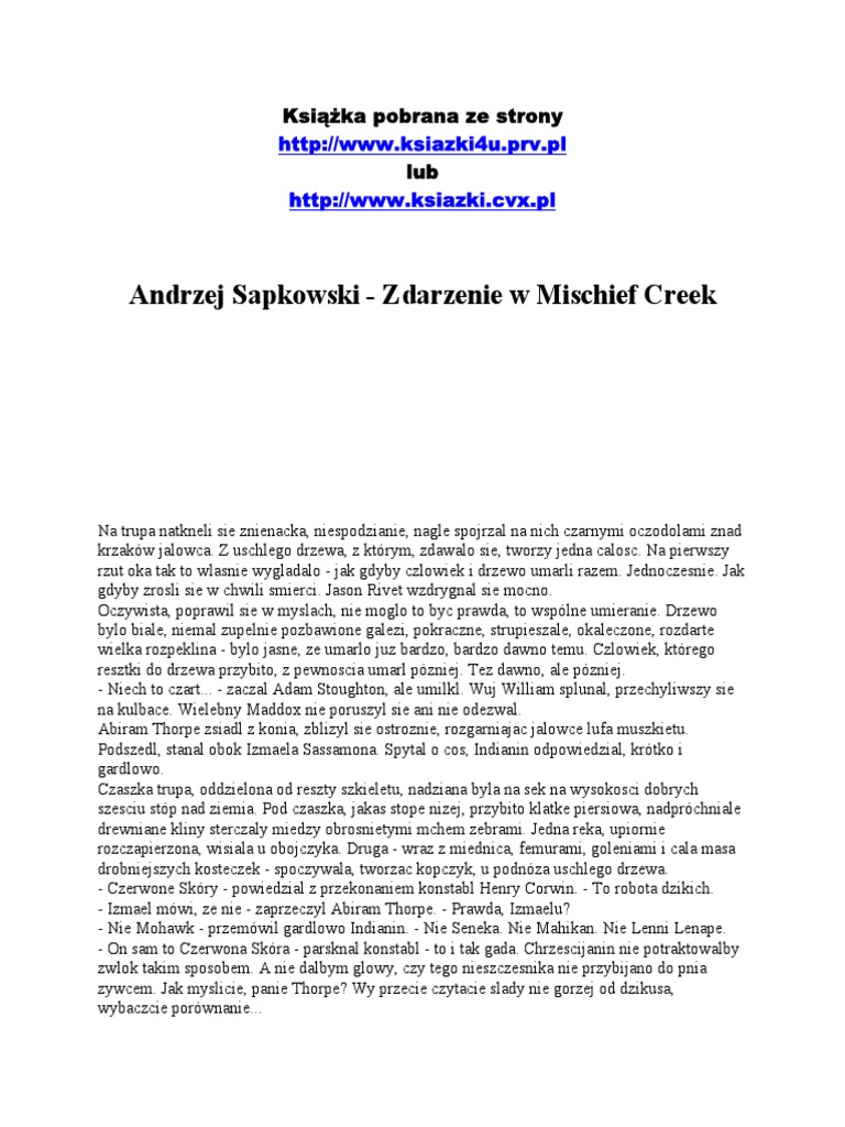 Andrzej Sapkowski - Zdarzenie W Mischief Creek | PDF