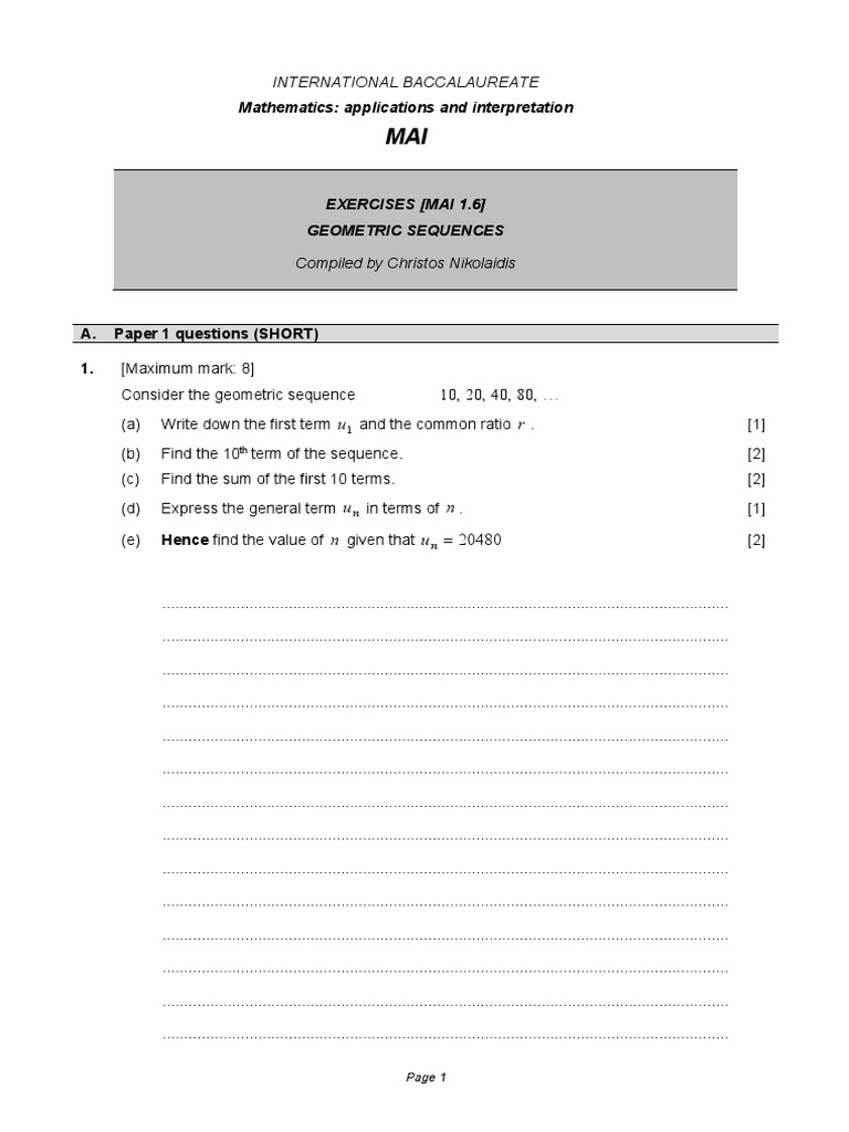 (Mai 1.6) Geometric Sequences | PDF | Sequence | Numbers