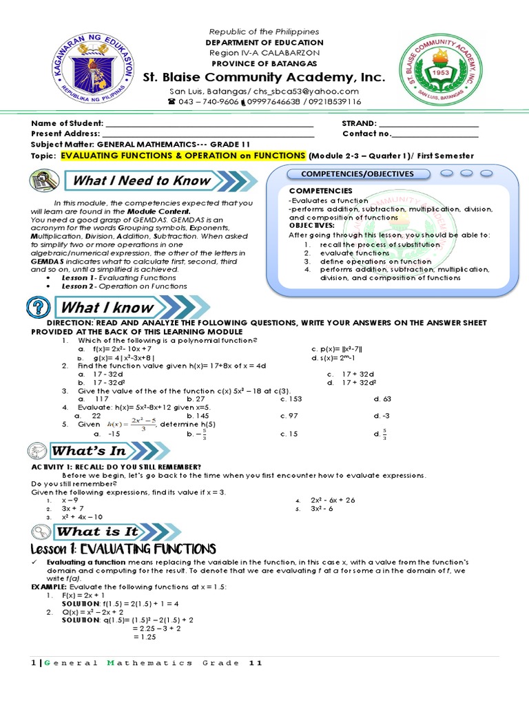 q1 Genmath Module 2 3 | PDF | Function (Mathematics) | Multiplication q1 Genmath Module 2 3 | PDF | Function (Mathematics) | Multiplication