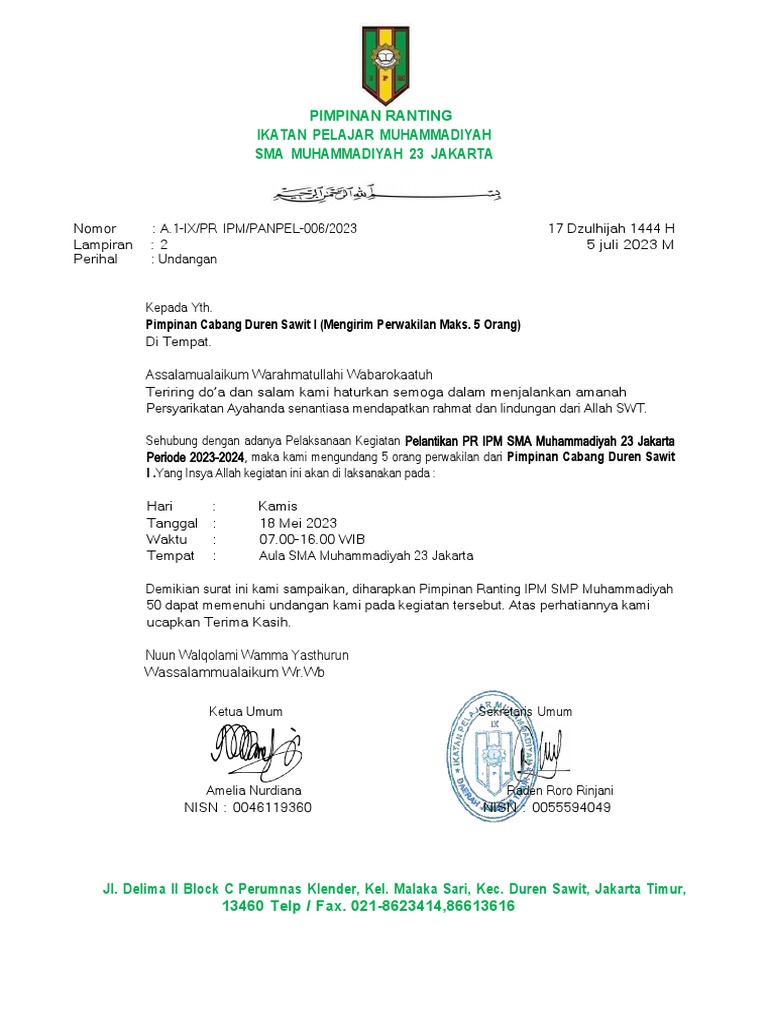 Undangan PR IPM SMP Muhammadiyah 50 | PDF