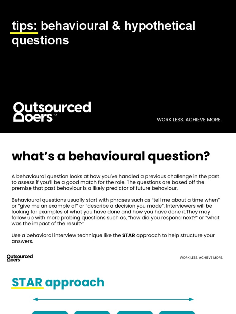 OD Talent Acquisition - Tips - Behavioural Hypothetical Questions | PDF | Behavior | Job Interview