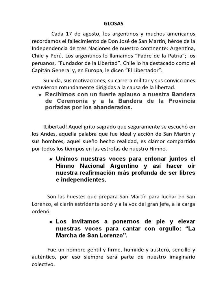 Glosas y Palabras 17 de Agosto | PDF