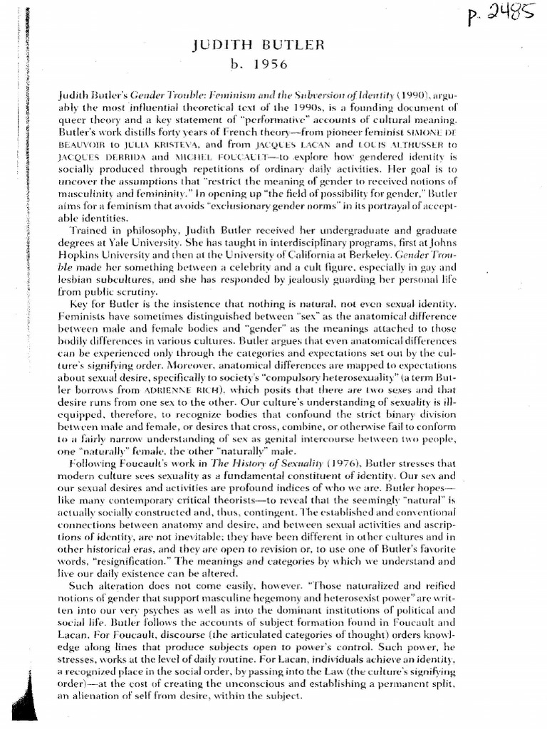 BUTLER Gender Trouble | PDF