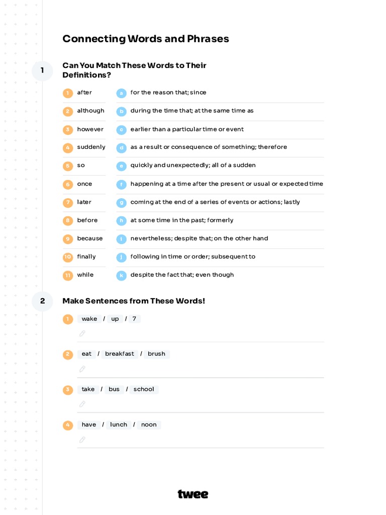 Connecting Words and Phrases Guide | PDF