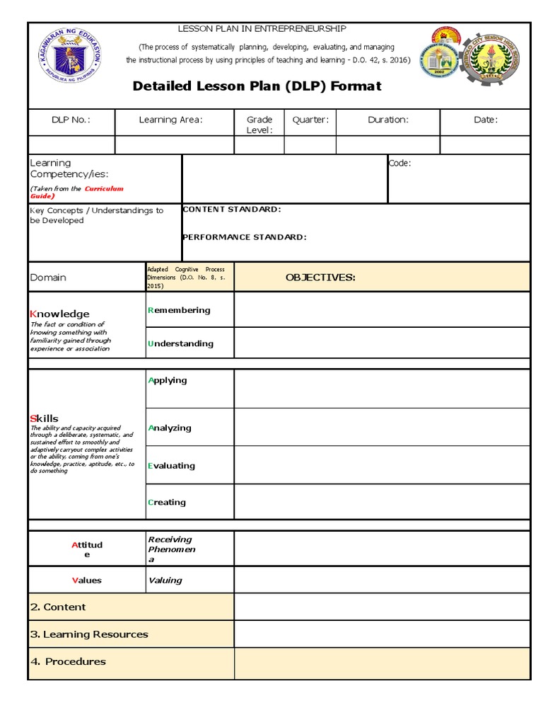 Detailed-Lesson-Plan-DLP-Format | PDF | Learning | Lesson Plan