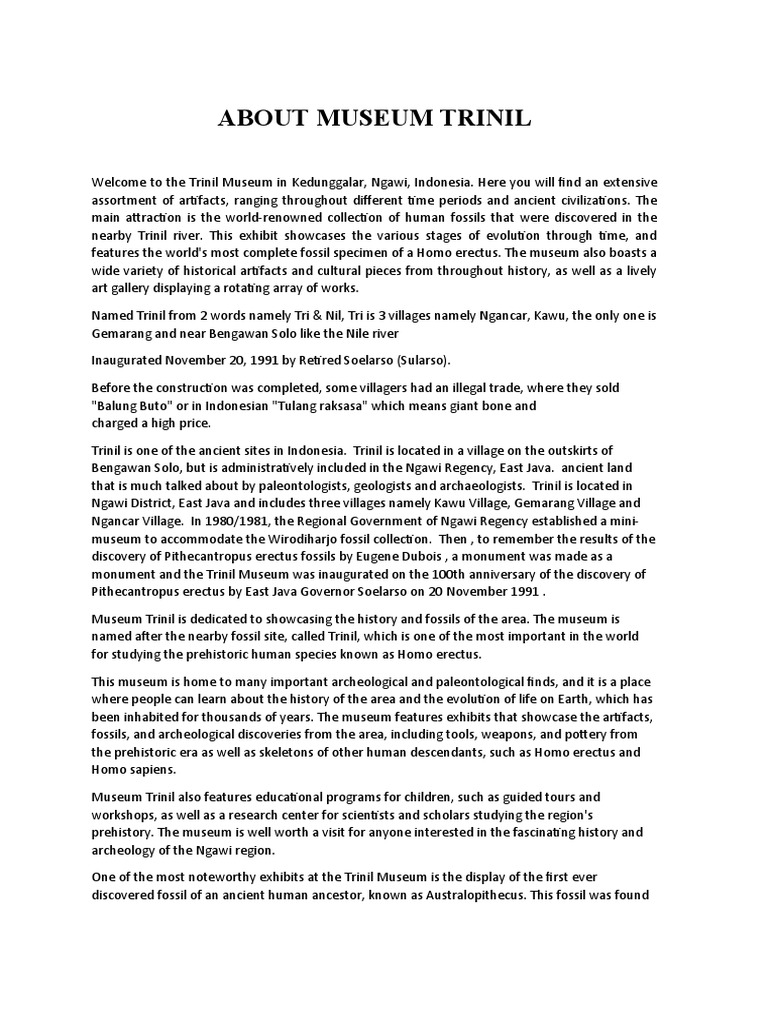 ABOUT MUSEUM TRINIL (Revisi) | PDF | Social Science | History