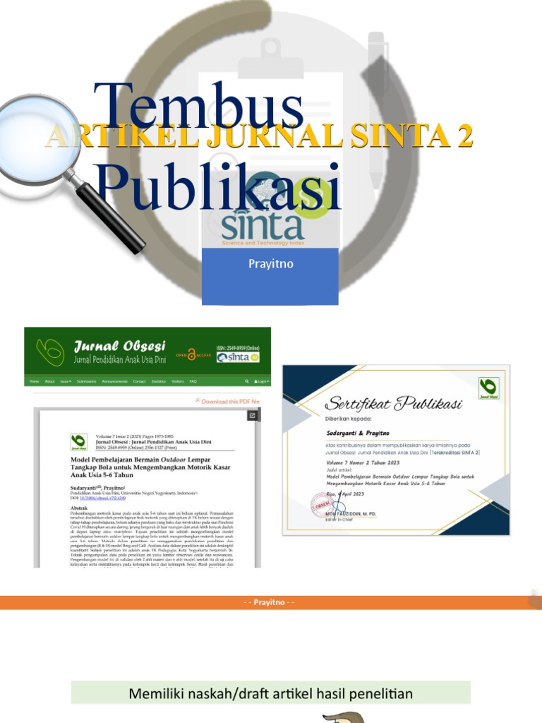 Tembus Artikel Jurnal Sinta 2 | PDF