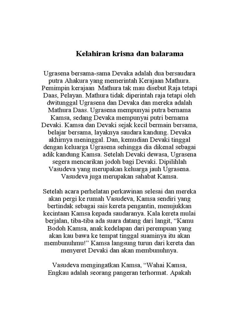 Kelahiran Krisna Dan Balarama | PDF