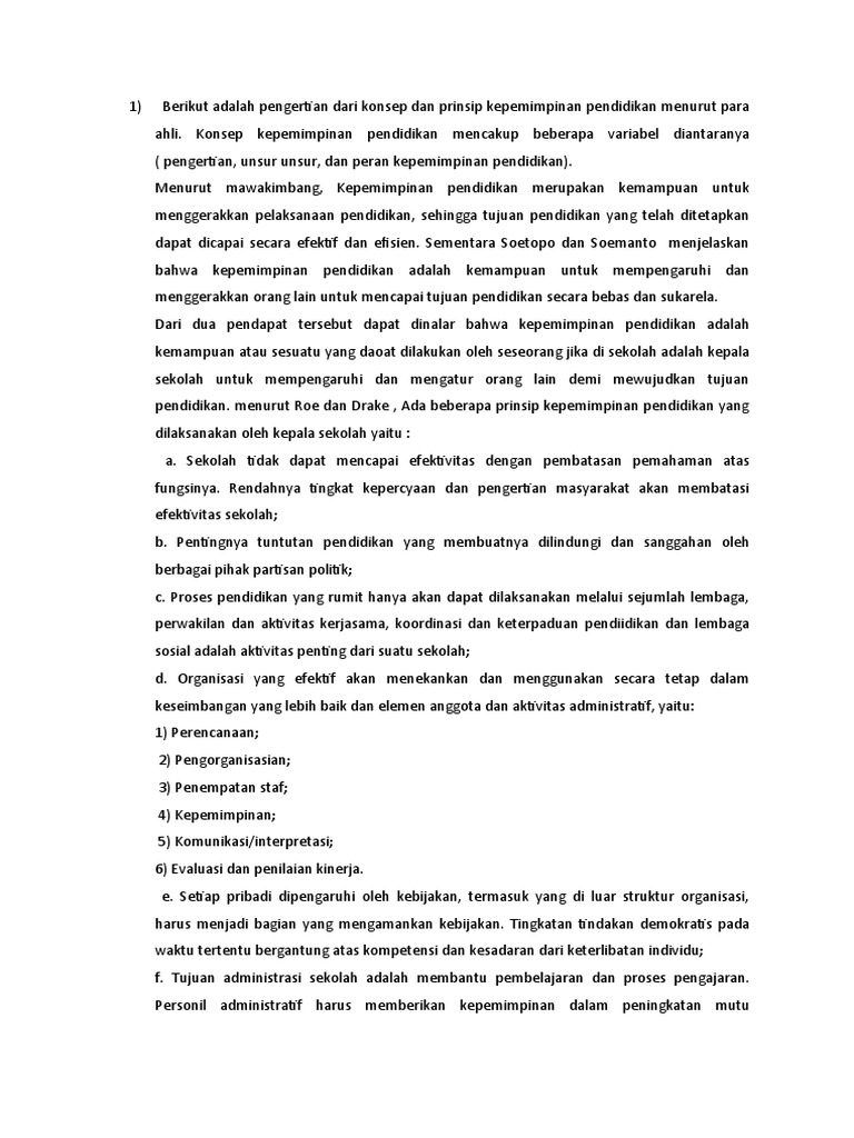 Berikut Adalah Pengertian Dari Konsep Dan Prinsip Kepemimpinan ...