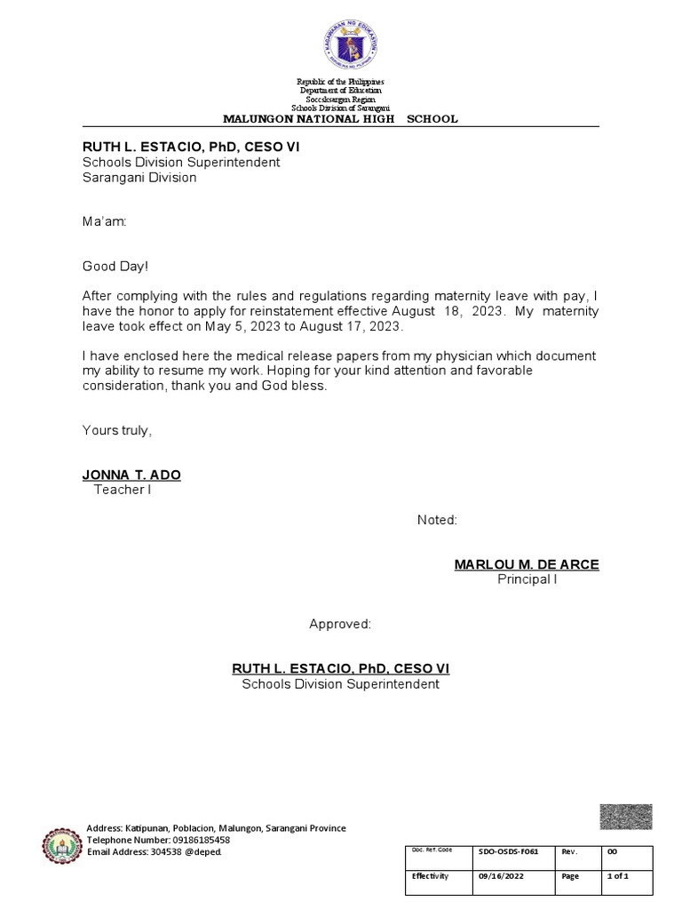 reinstatement letter | PDF