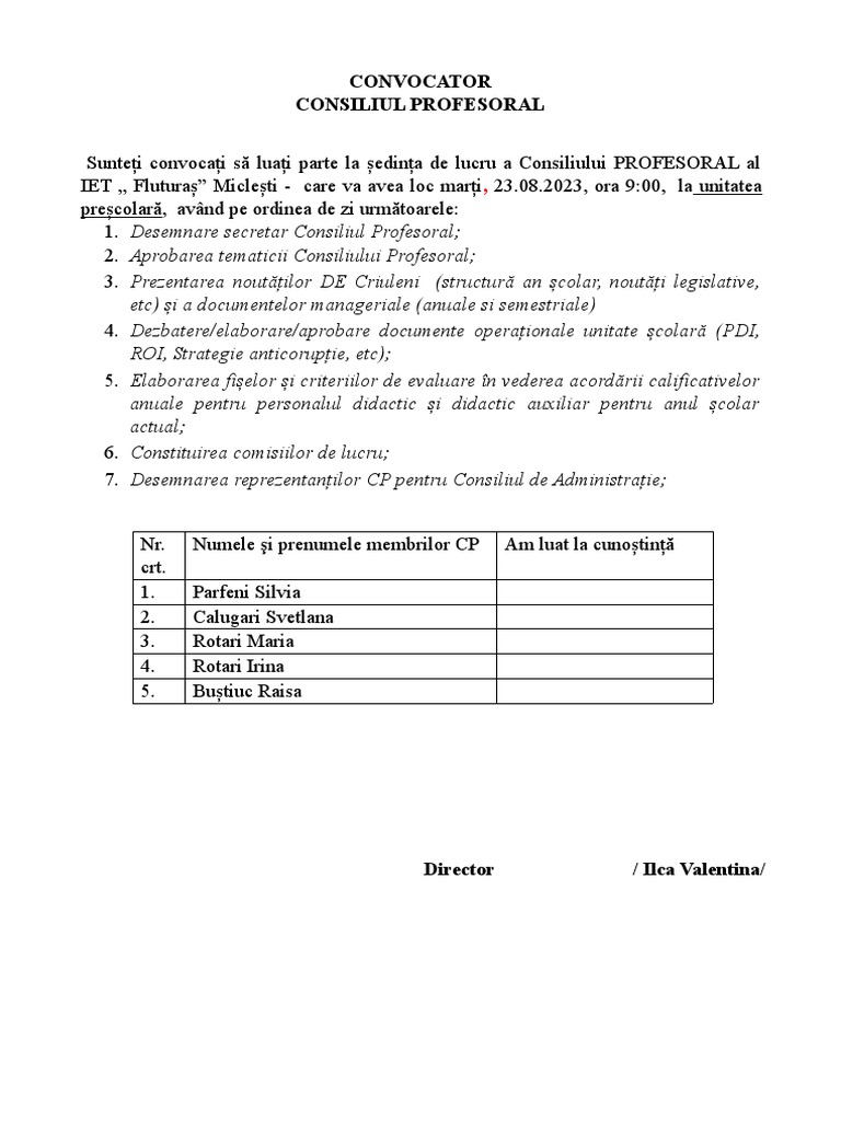 2 1 Convocator Cp-Septembrie | PDF