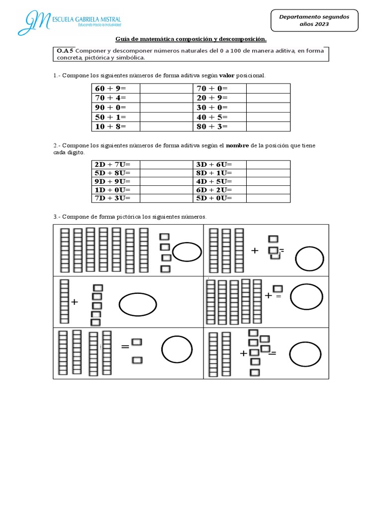 Guía de Matemática Composición y Descomposición | PDF | Vocabulario ...