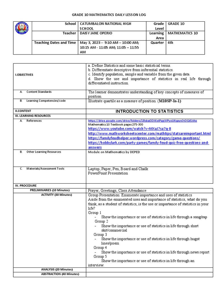 4th Quarter MATH DLL-4As-PR-2-Materials-and-Methods | PDF | Statistics ...