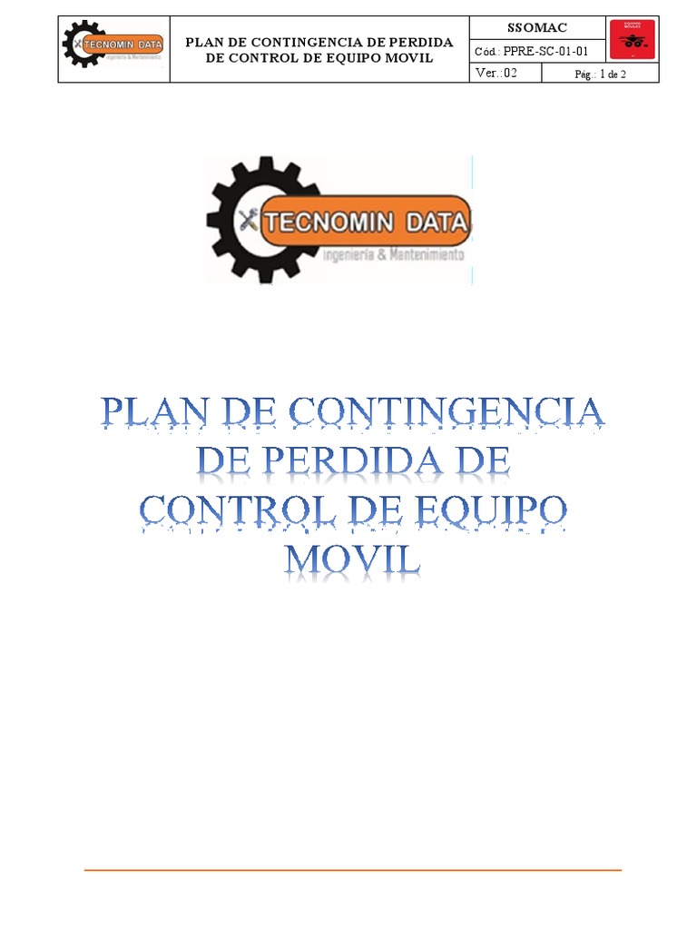 Plan de Contingencia de Perdida de Control de Equipo Movil Ssomac ...