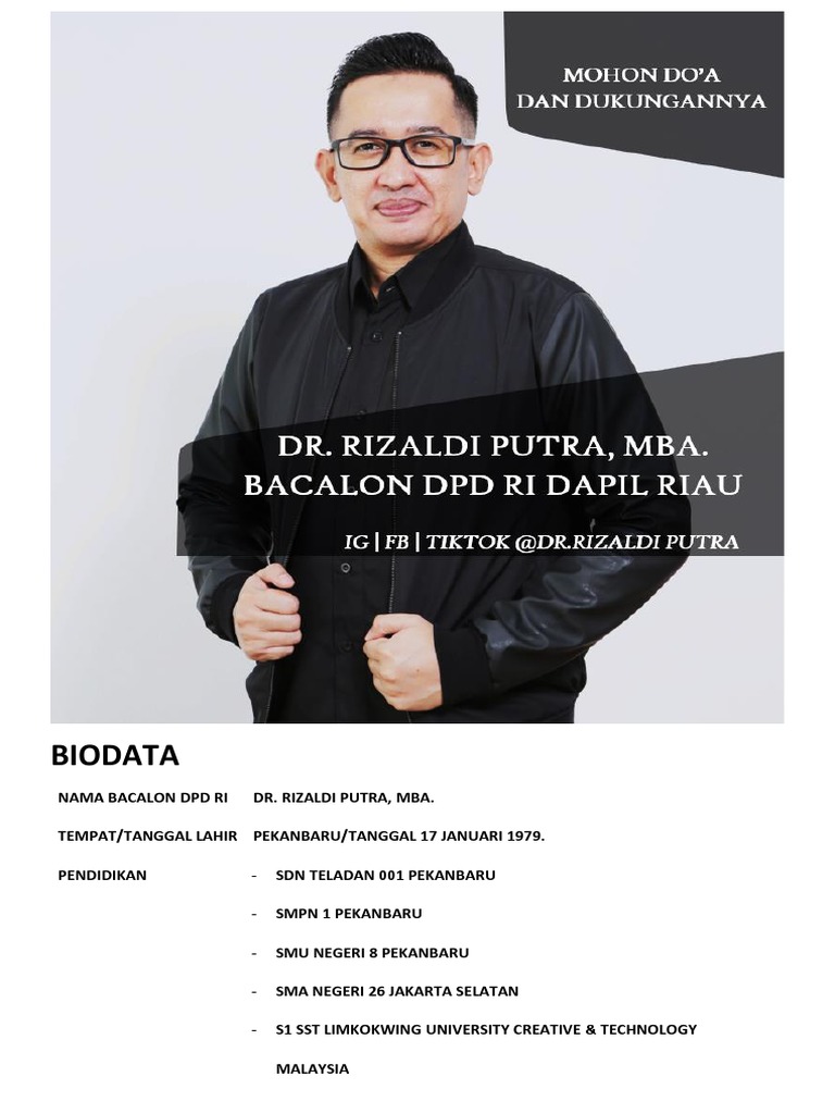 Profil Bacalon DPD Ri Dapil Riau Dr. Rizaldi Putra, Mba. | PDF | Bisnis