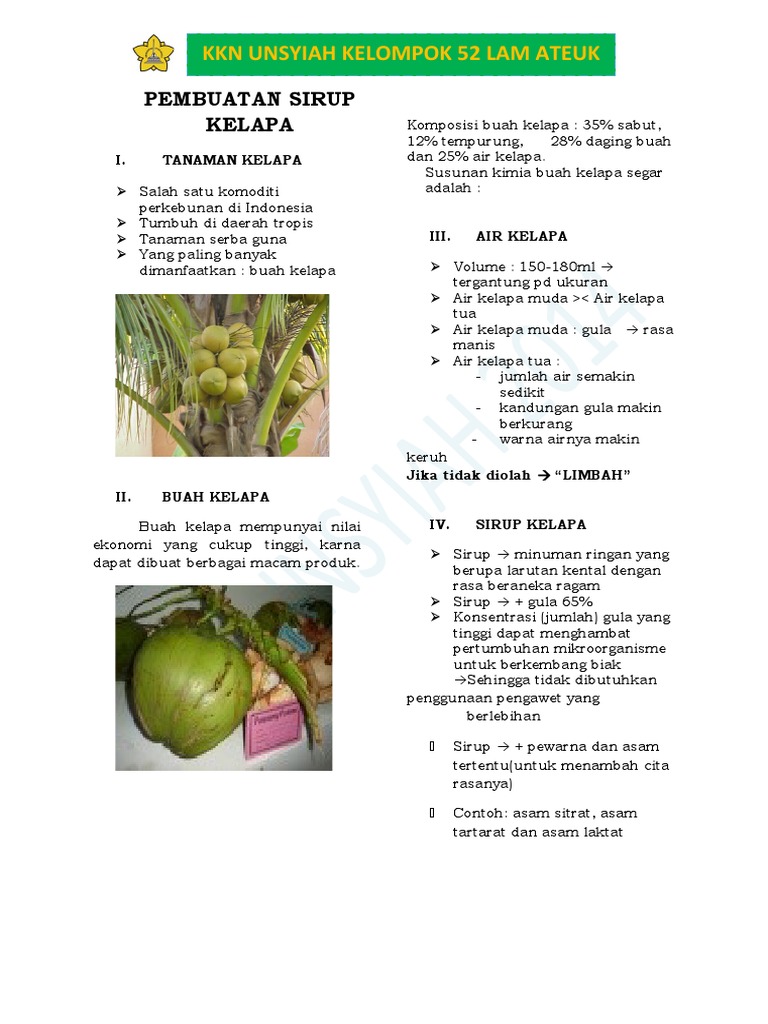 Brosur Pembuatan Sirup Kelapa | PDF