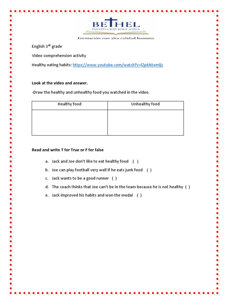 Video Comprehension Activity 3° Grade | PDF