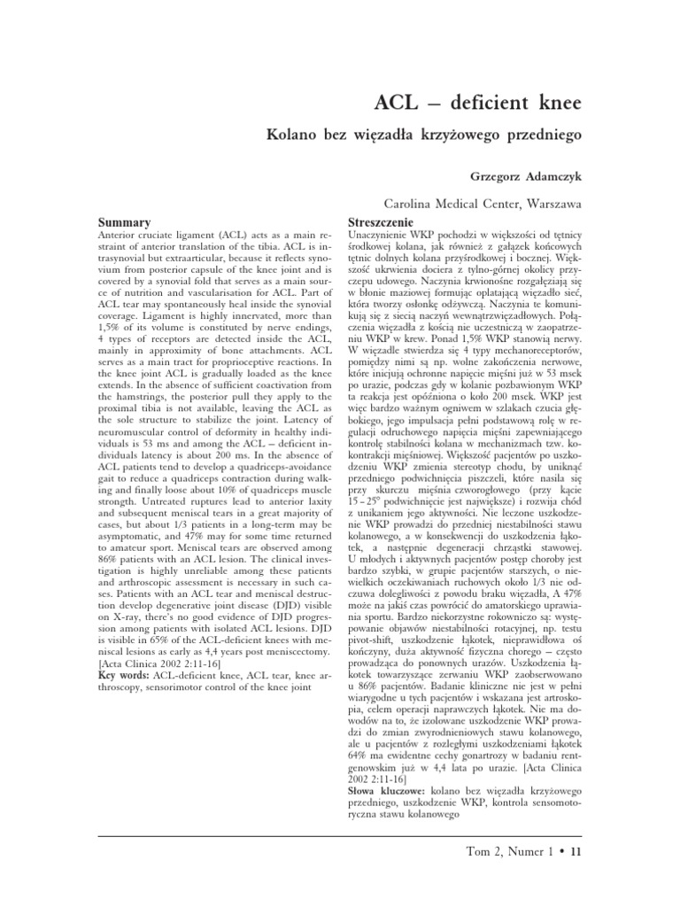 Kolano Bez ACL | PDF