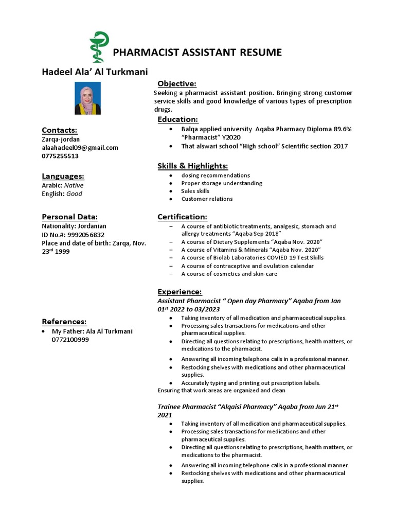 Hadeel Alaa CV | PDF | Pharmacy | Prescription Drugs
