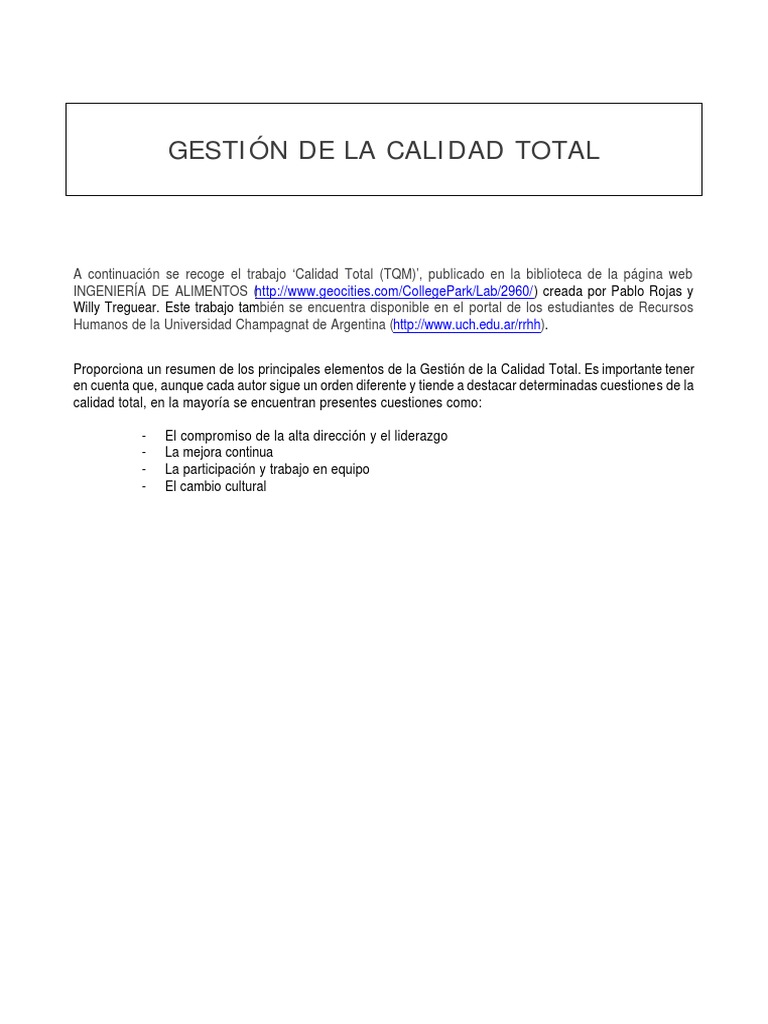 Gestion De La Calidad Total Pdf