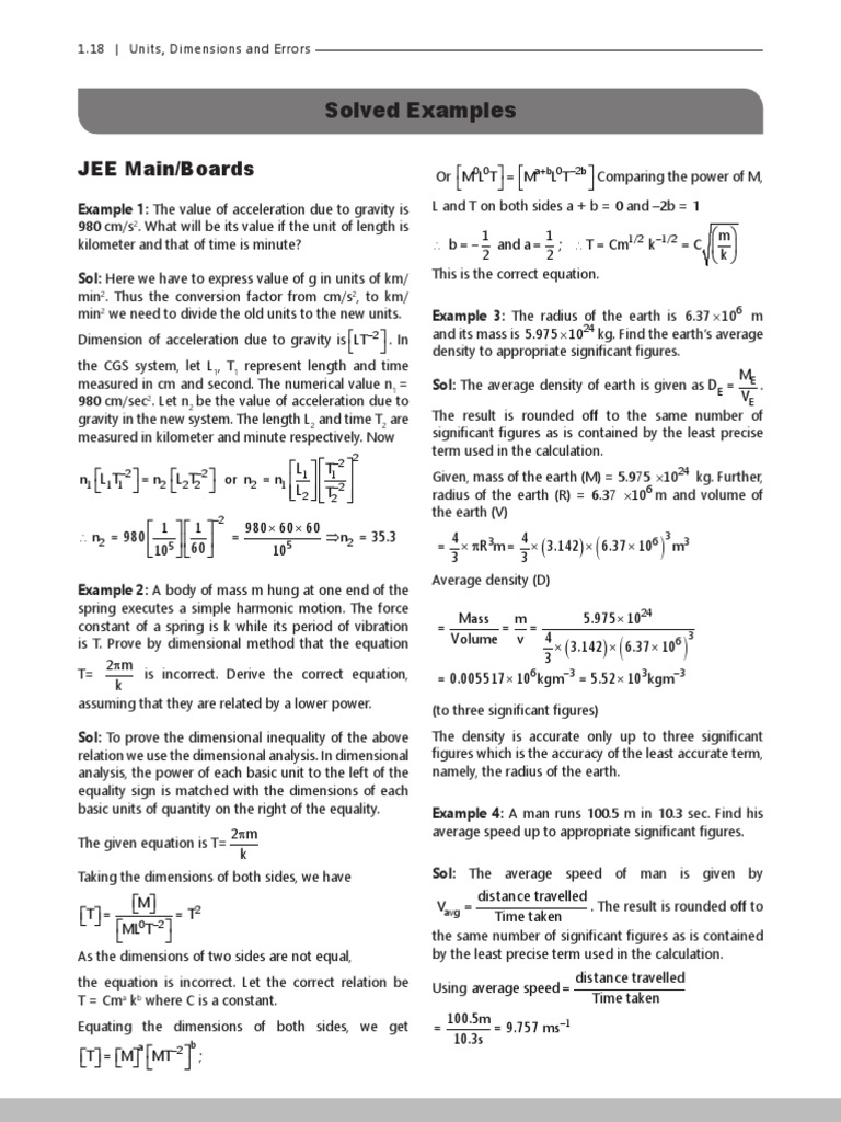 1.units Dimensions and ErrorsExercise | PDF | Significant Figures | Orbit