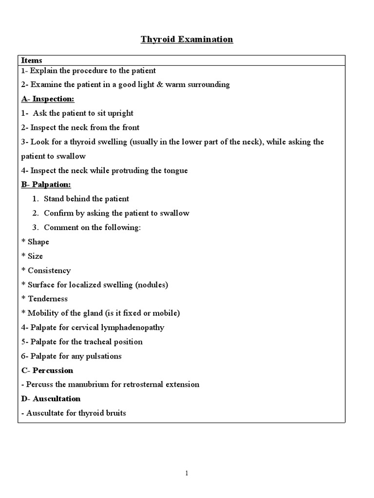 Comprehensive Thyroid Examination Guide | PDF