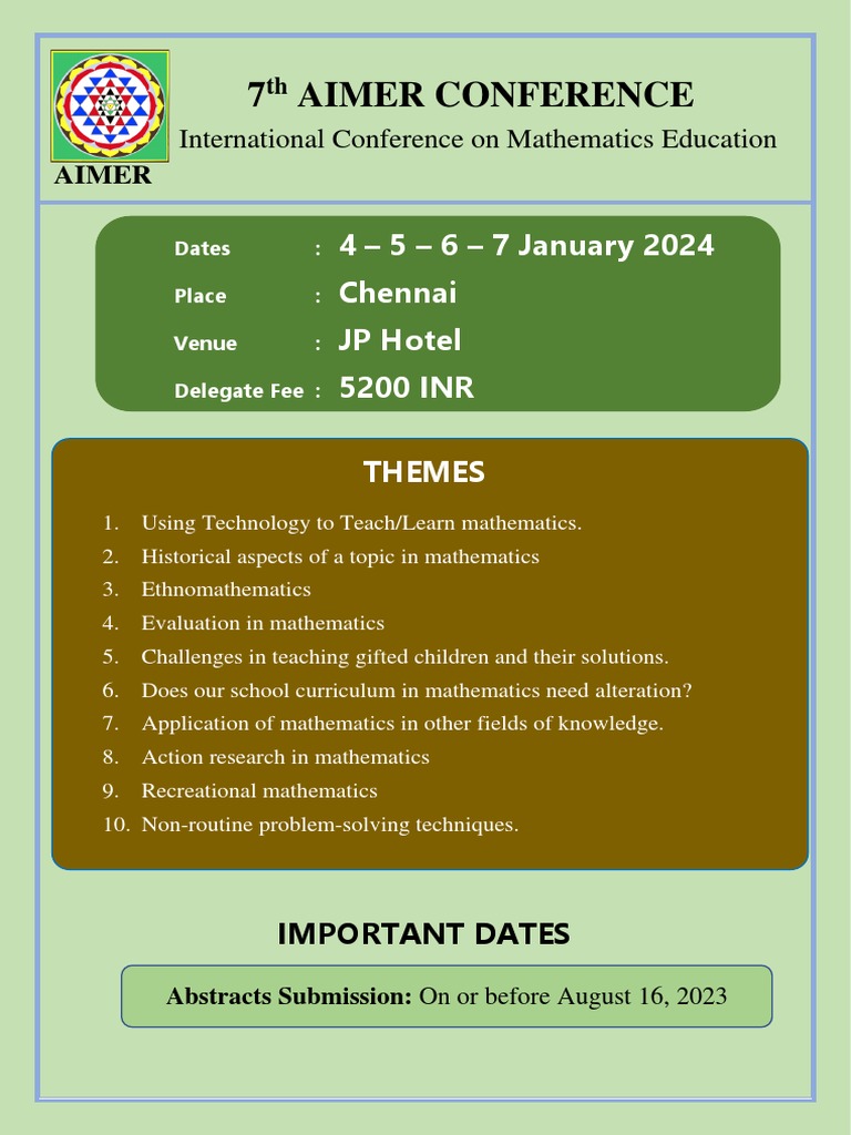 AIMER 2024: Mathematics Education Conference | PDF | Mathematics | Learning
