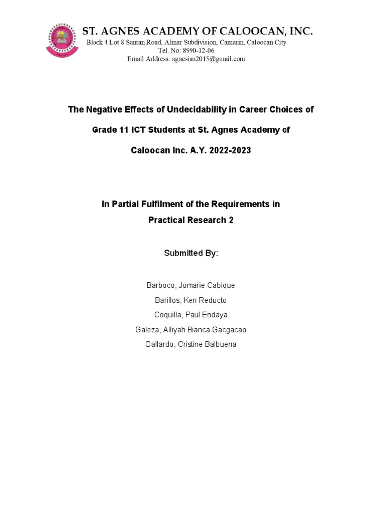 The Negative Effects of Undecidability in Career Choices of | PDF ...