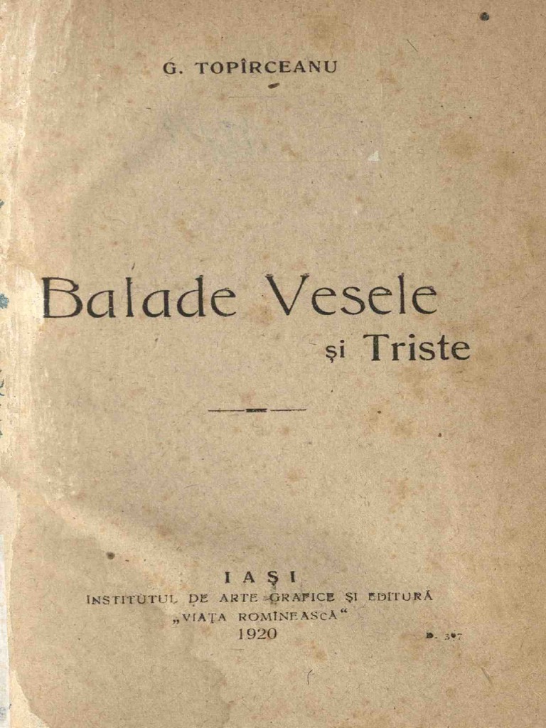 Balade Vesele Si Triste_Topirceanu George_Iasi_1920 | PDF