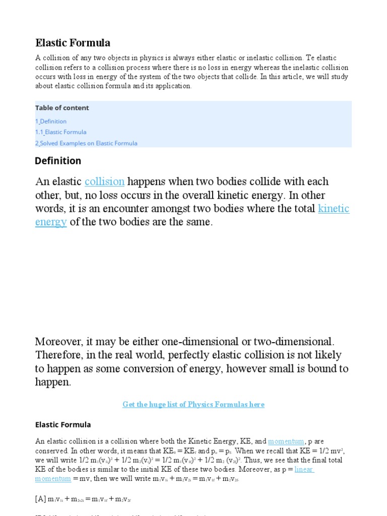 Elastic Formula | PDF