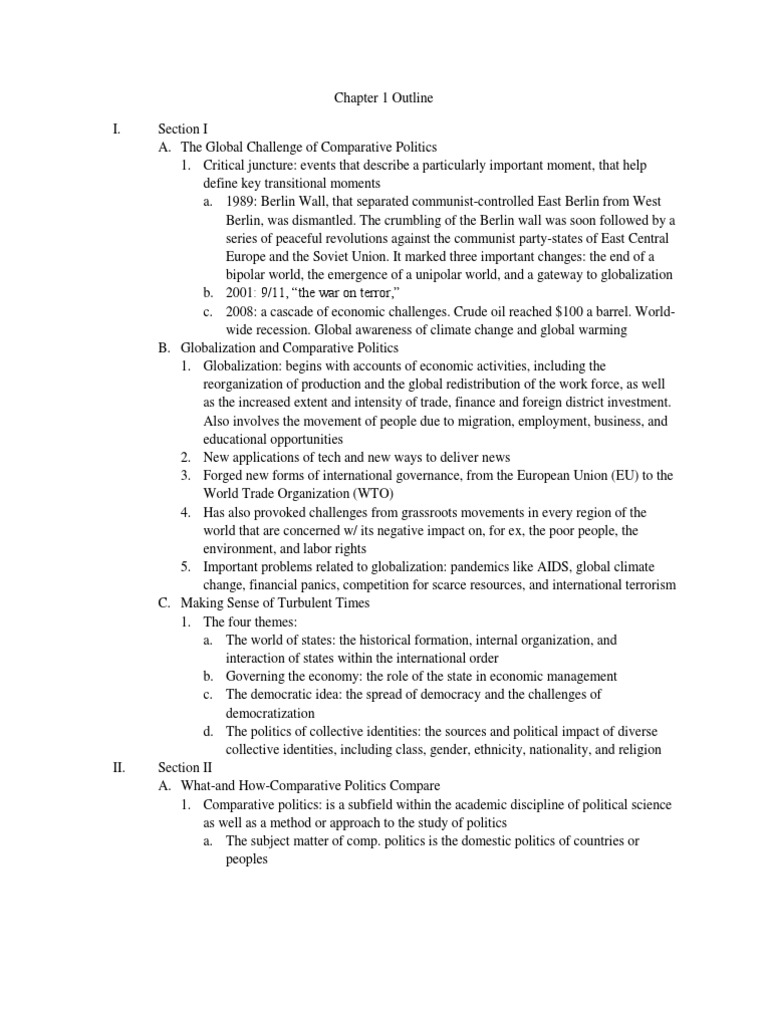 Chapter 1 Outline For Comparative Government | PDF | Theory | Globalization