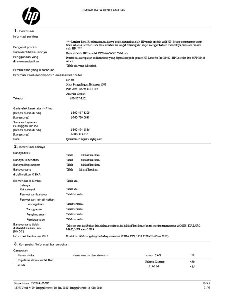 MSDS TONER CATRIDGE INK.en.id | PDF