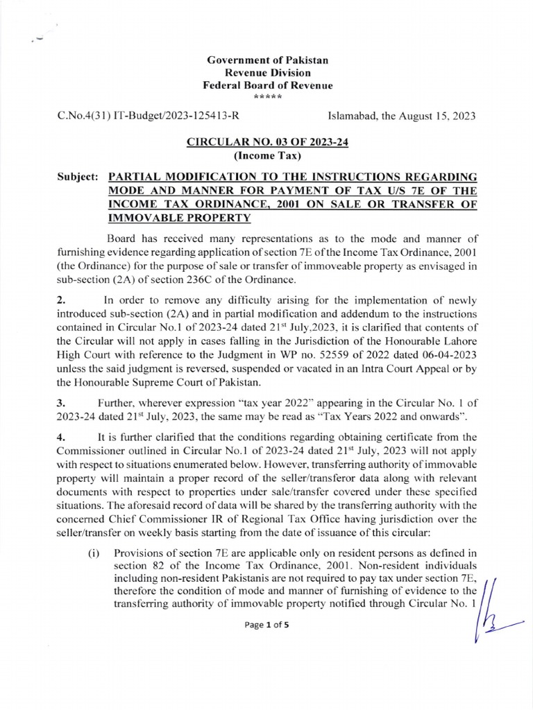 Partial Modification To The Instructions Regarding Mode and Manner For ...