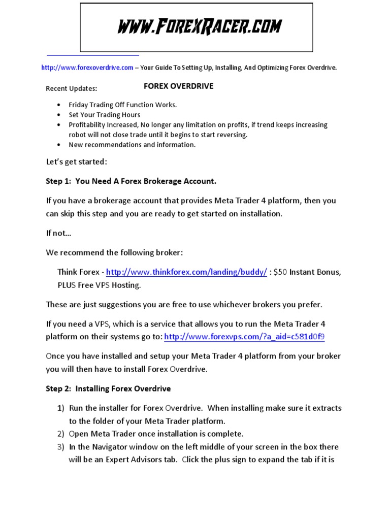Fxoverdrive5 Manual Pdf Futures Contract Algorithmic Trading