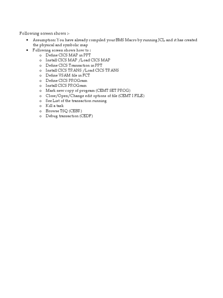 CICS Map and Transaction Setup Guide | PDF | Operating System Technology | Software