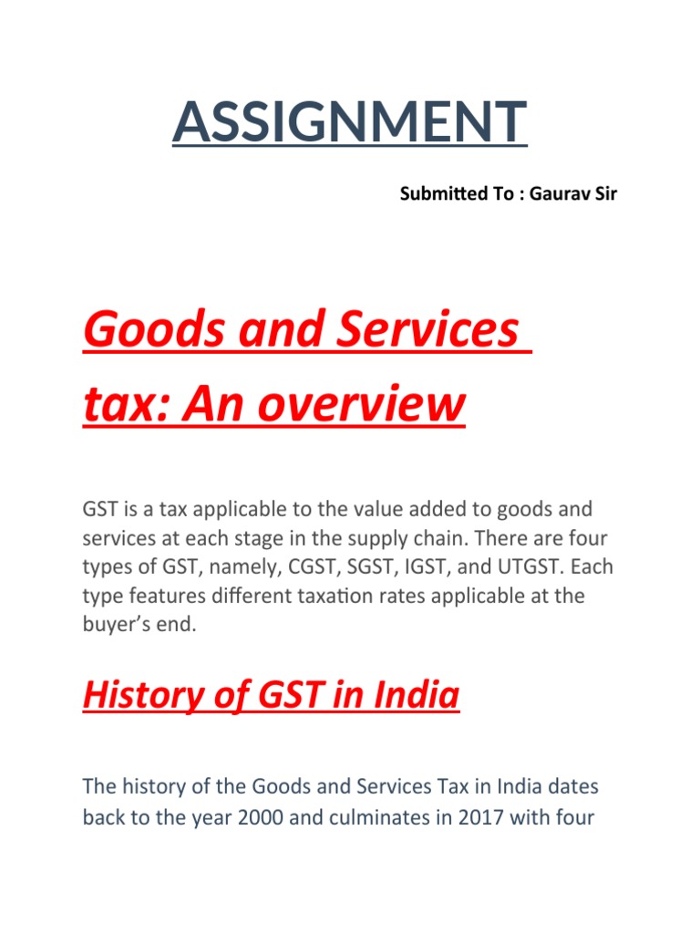 GST Assignment | PDF | Taxes | Value Added Tax