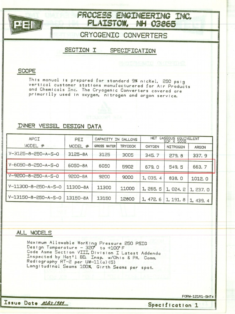 Tank PEI Specification | PDF