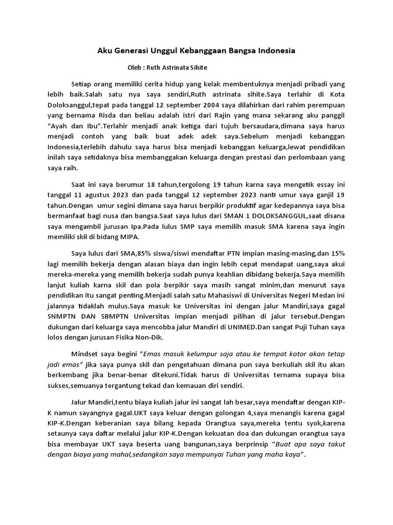 Essay Beasiswa Unggulan-1 | PDF | Karier & Perkembangan