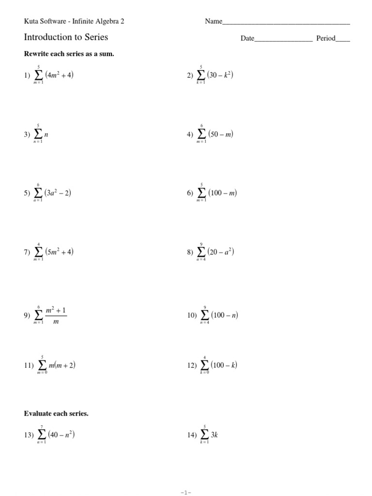 Introduction To Series 1 Questions | PDF | Mathematics | Algebra