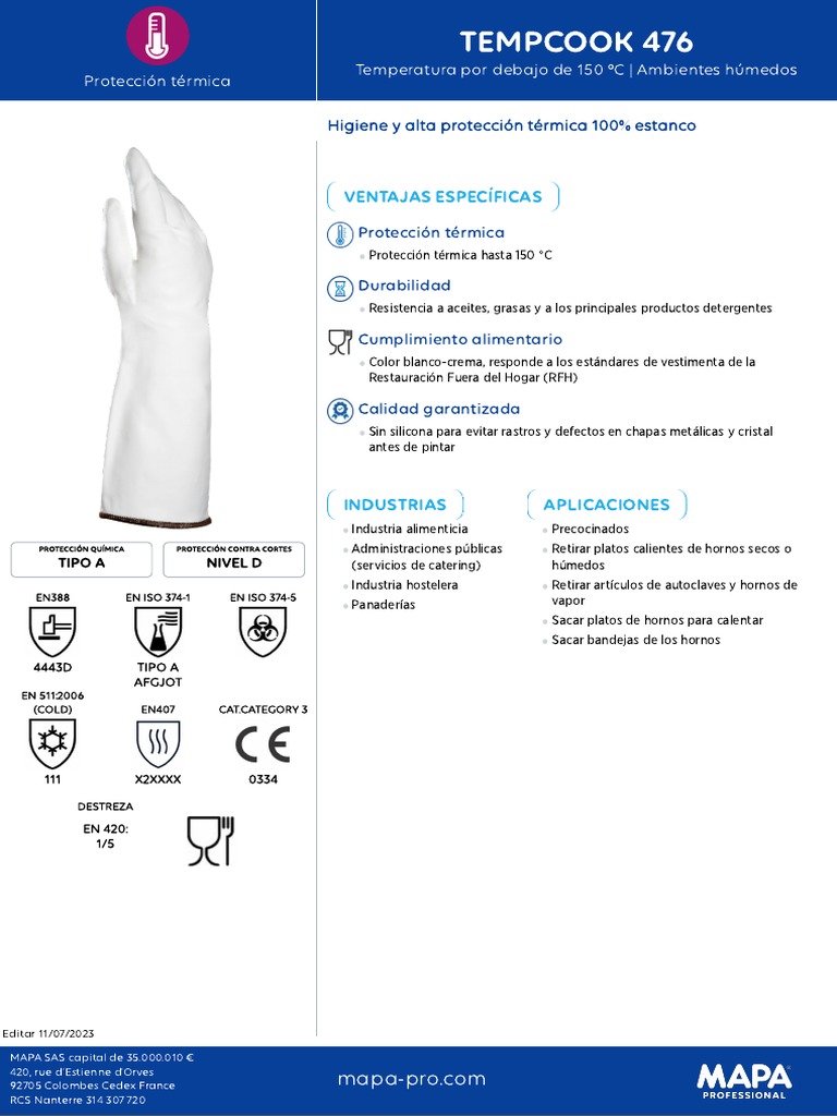 MAPA DataSheet TempCook 476 Es Es | PDF | Química | Materiales
