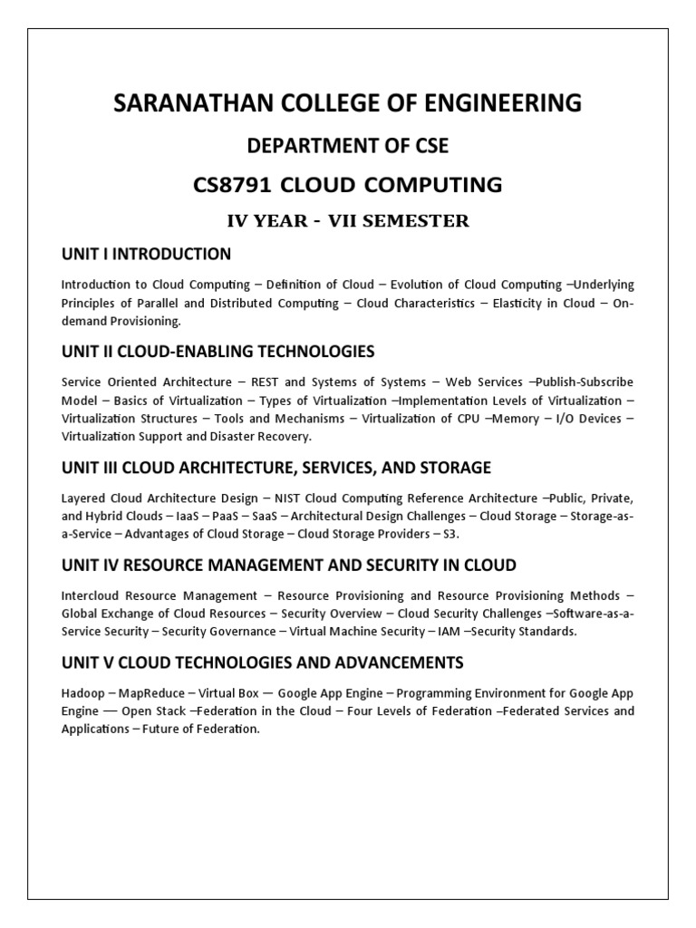 UNIT 1-Cloud Computing | PDF | Cloud Computing | Software As A Service