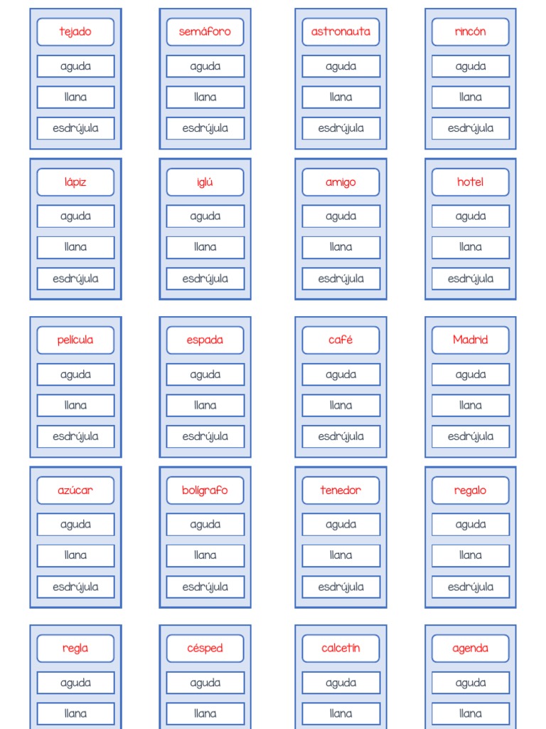 Tarjetas para Clasificar Palabras | PDF