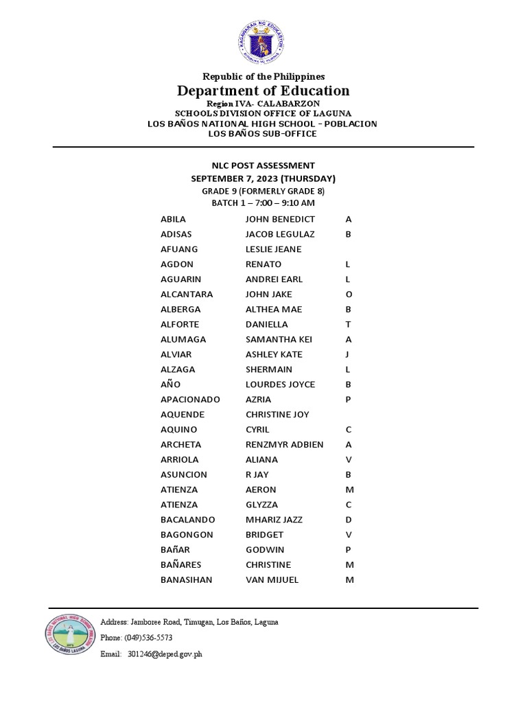 NLC Post Assessment Grade 8 | PDF