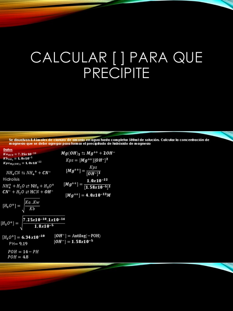 Calcular para Que Precipite | PDF | Solubilidad | Sal (química)