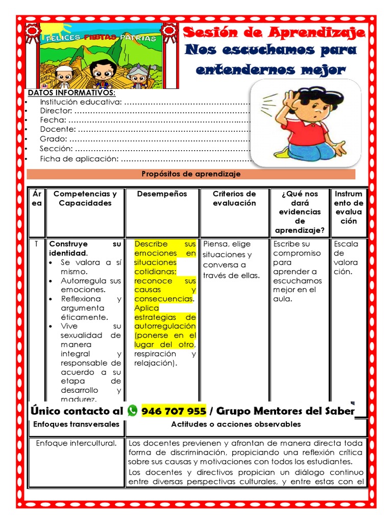 3° Sesión Día 4 Tut Nos Escuchamos para Entendernos Mejor Unidad 5 ...