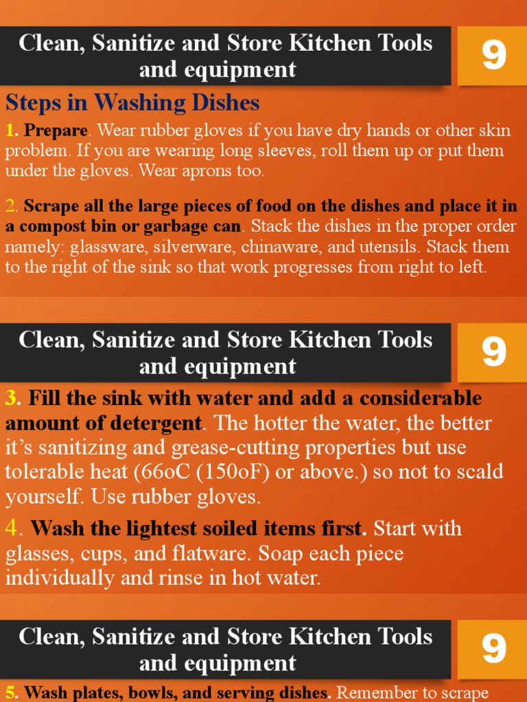 Step-by-Step Guide to Washing Dishes | PDF | Tableware | Kitchen Utensil