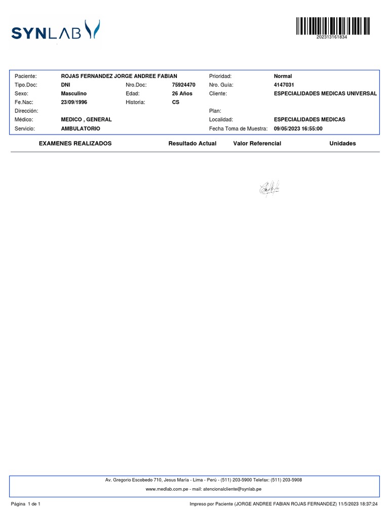 Resultados SYNLAB | PDF