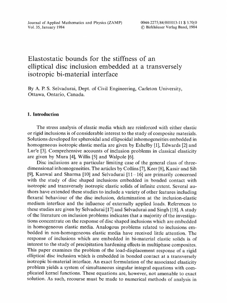 Selvadurai 1984 | PDF | Elasticity (Physics) | Stress (Mechanics) Selvadurai 1984 | PDF | Elasticity (Physics) | Stress (Mechanics)