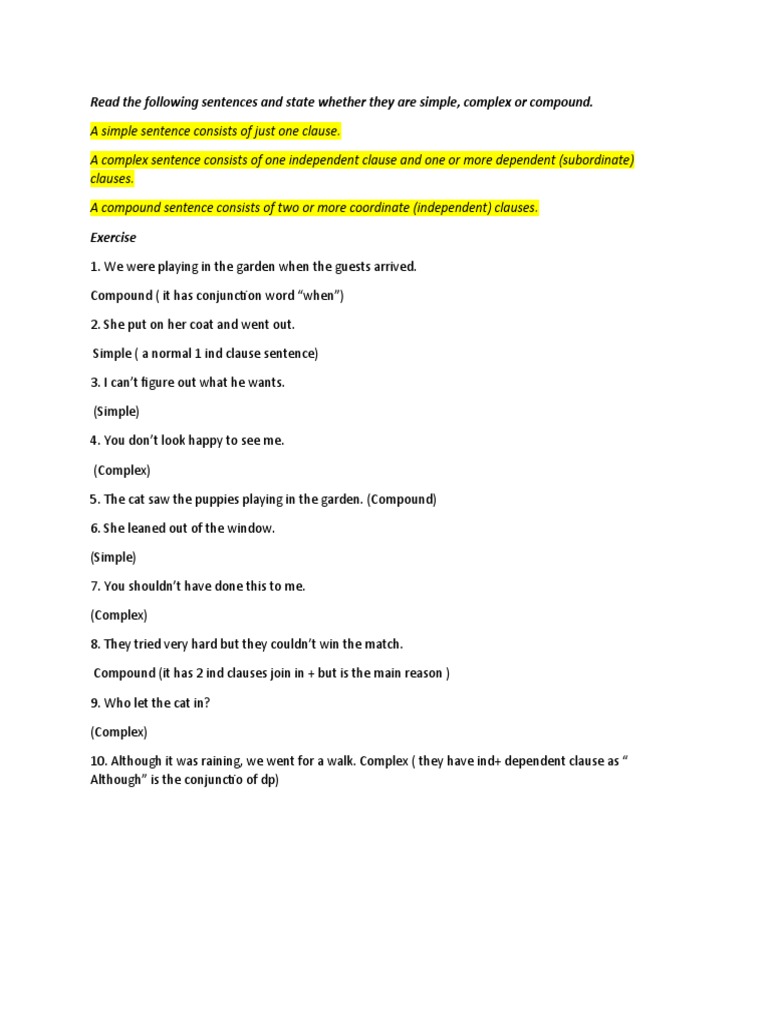 Sentence Structure Identification Guide | PDF | Language Arts ...