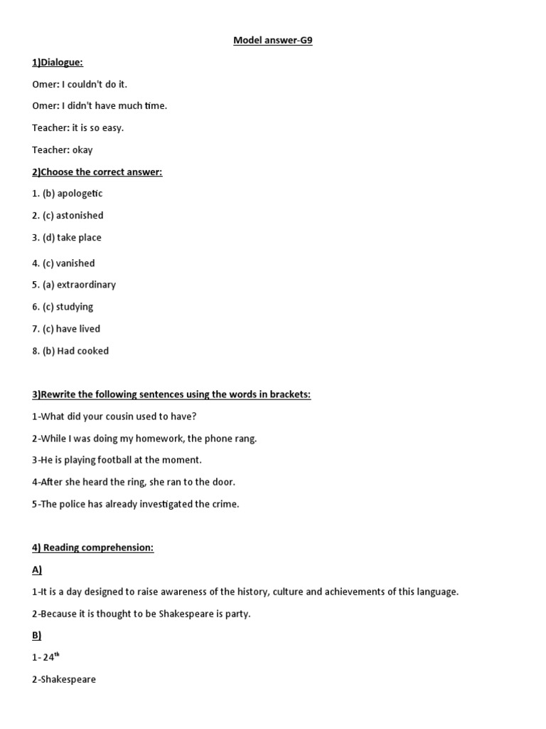Model Answer G9 | PDF